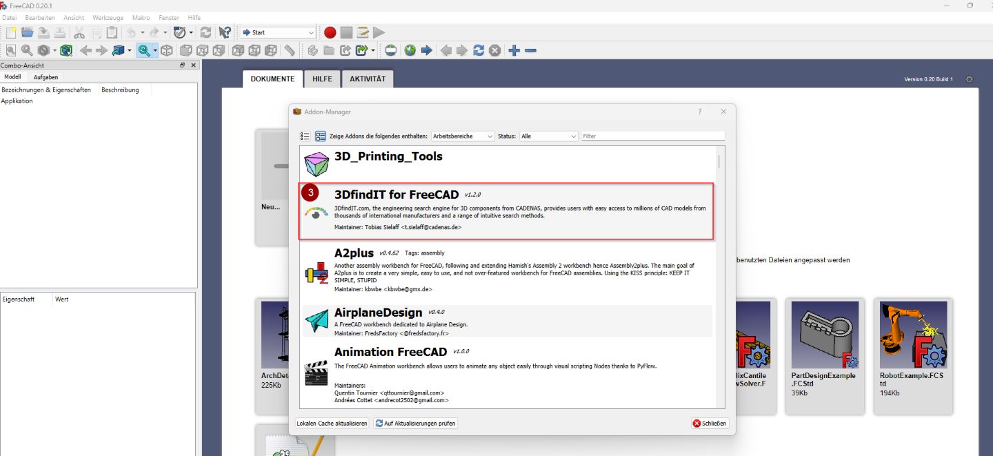 3Dfindit Integration in FreeCAD