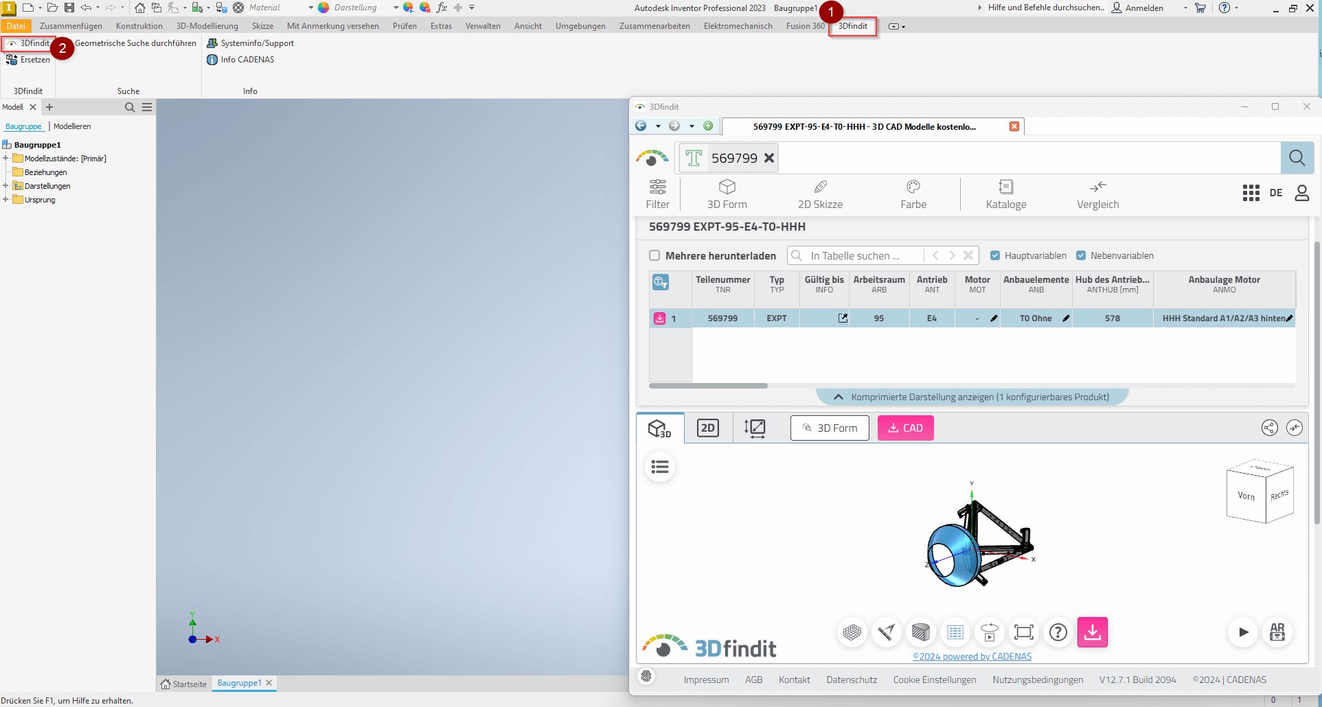 PLUGIN 3Dfindit für Inventor