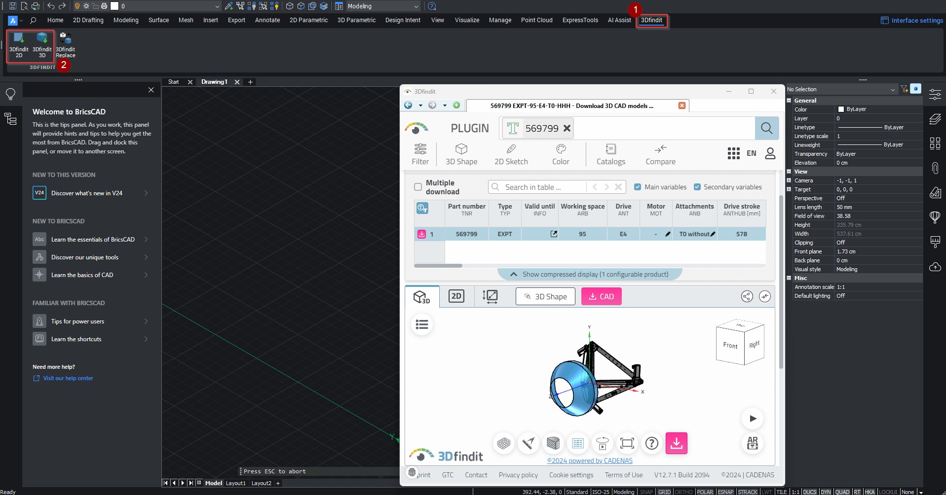 BRICSCAD 用 PLUGIN 3Dfindit | 3DfinditをCADシステムに直接インストール: CADモデルを瞬時に検索 | 3Dfindit